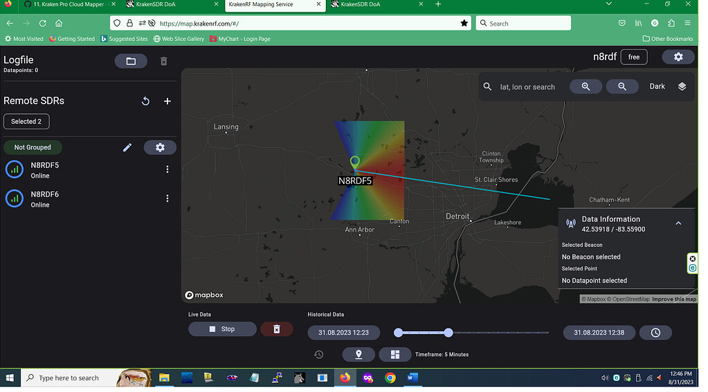 Cloud Mapper only maps 1 of 2 active stations (DOA v1.6.1) - KrakenSDR ...